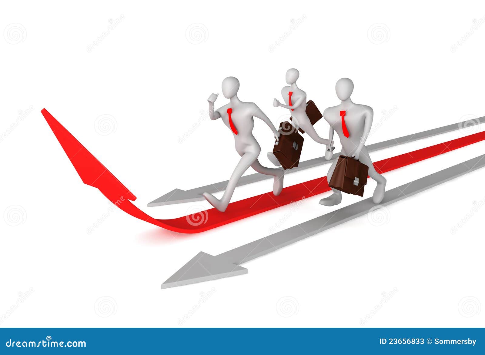 Man on the Red Arrow and His Defeated Competitors Stock Illustration ...