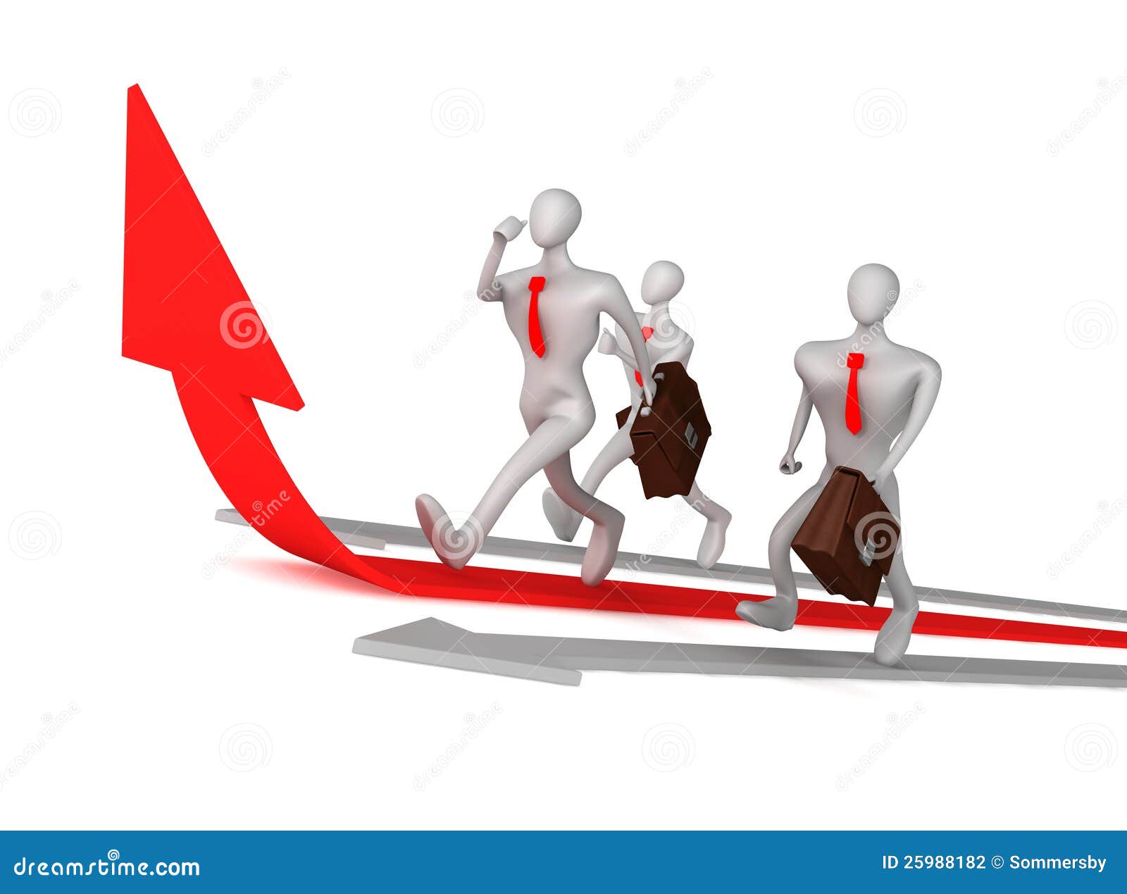 Man on Red Arrow and His Defeated Competitors Stock Illustration ...