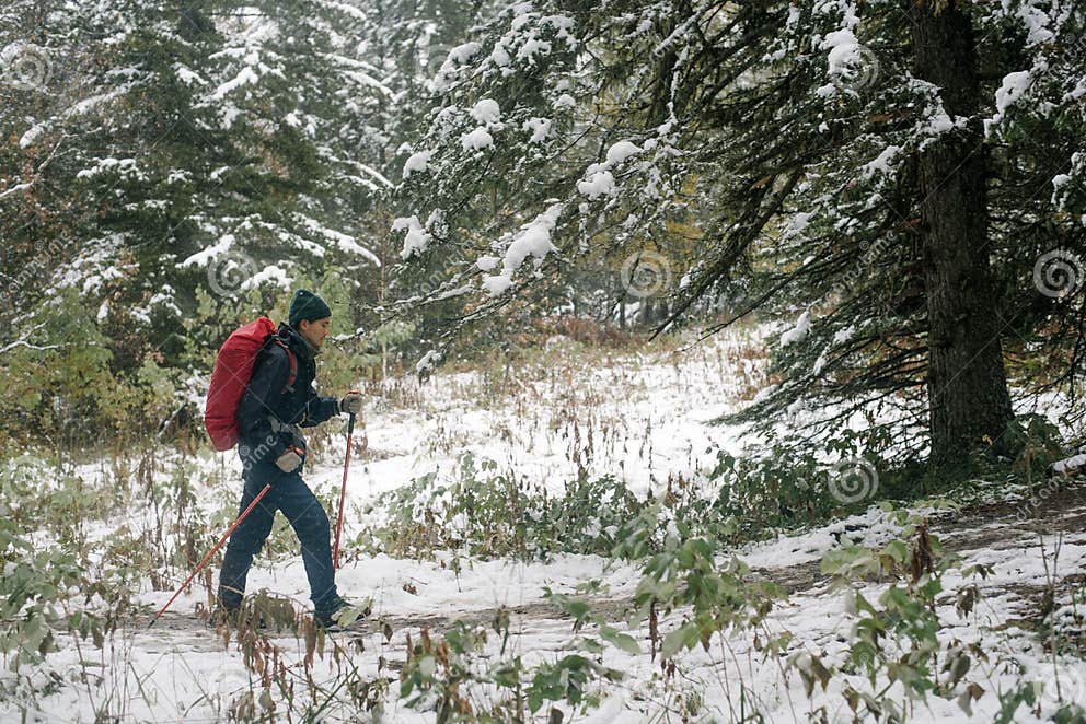 The Man with the Red Backpack Stock Photo - Image of health, activity ...