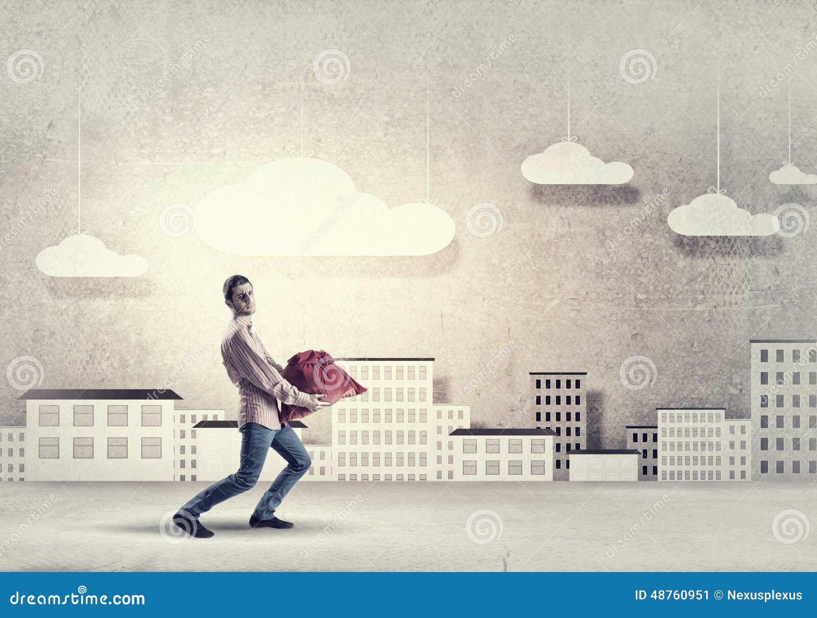 Man with red bag stock image. Image of customer, hand - 48760951