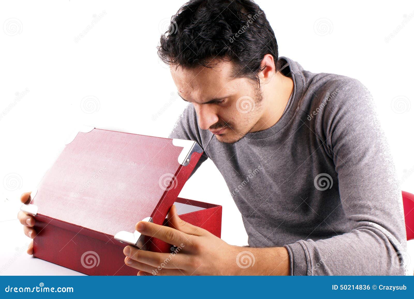 Man with red box stock photo. Image of hand, attractive - 50214836