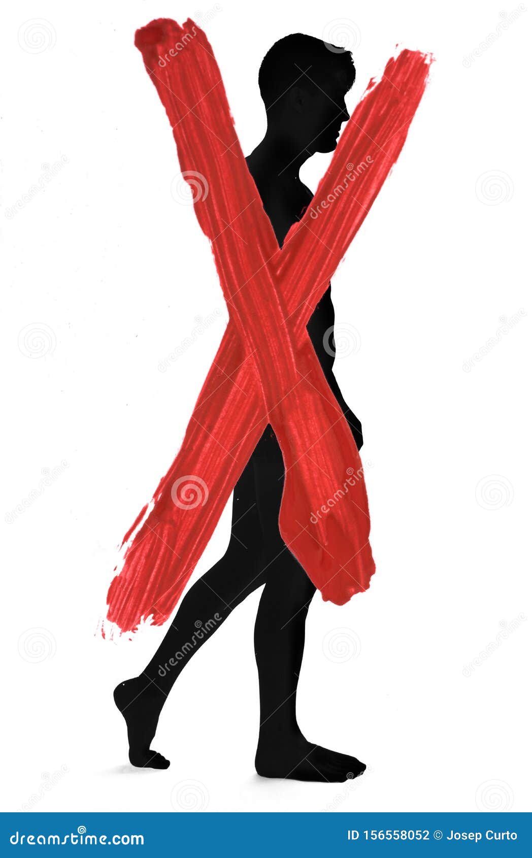 Man with Red Cross, Forbidden To Walk Stock Photo - Image of invalidate ...