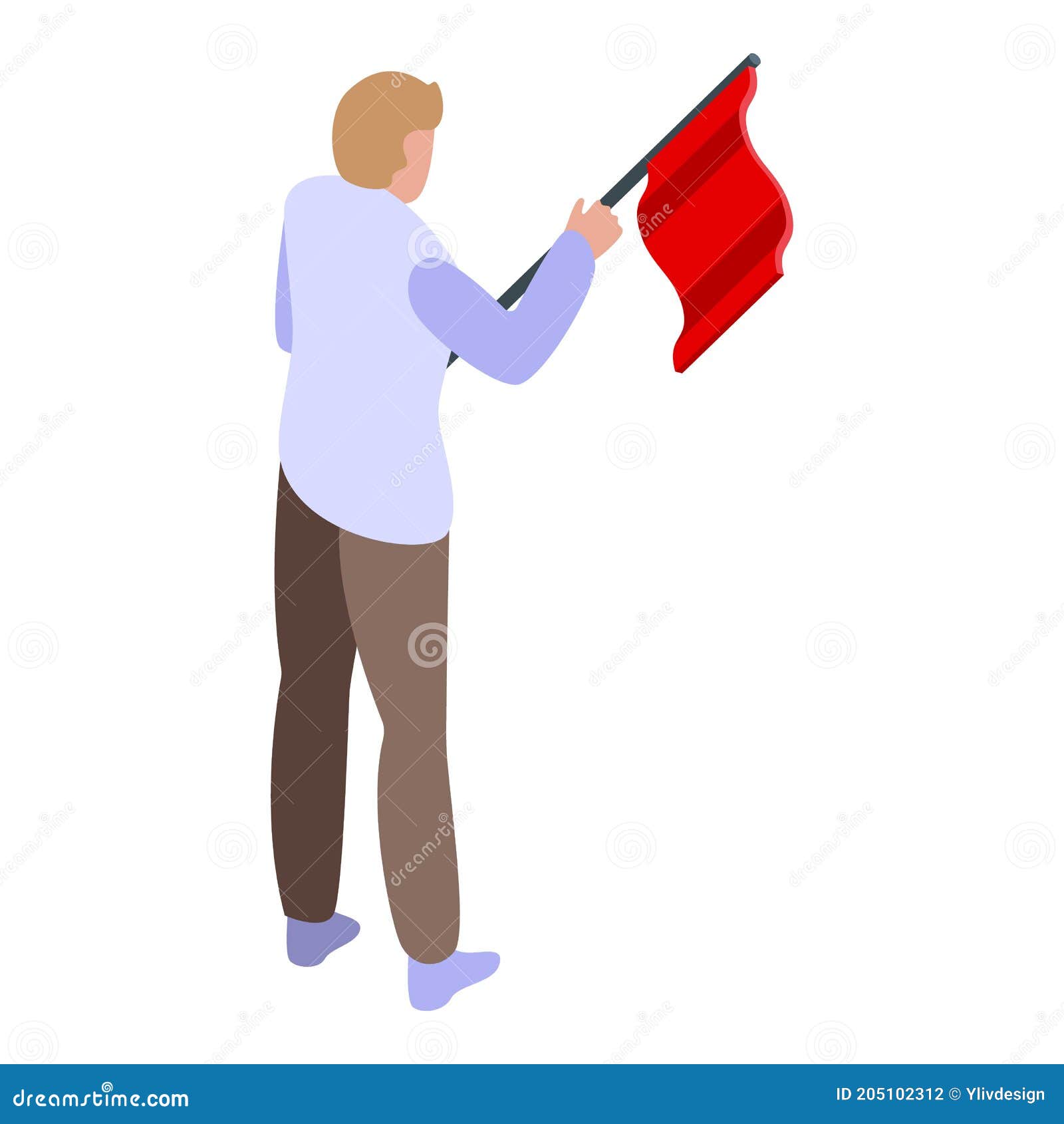 Man with Red Flag Icon, Isometric Style Stock Vector - Illustration of ...