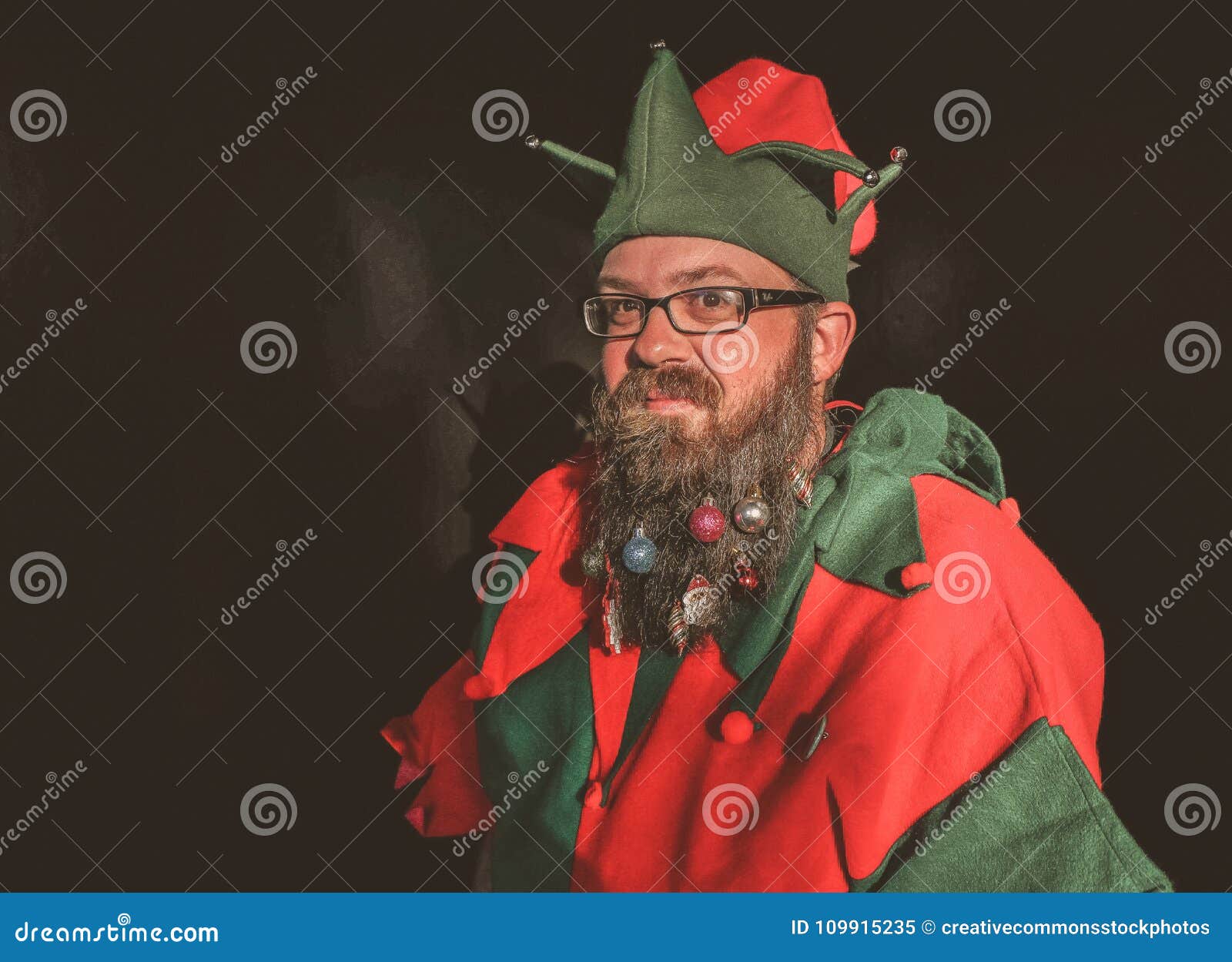 Man In Red And Green Elf Costume Picture. Image: 109915235