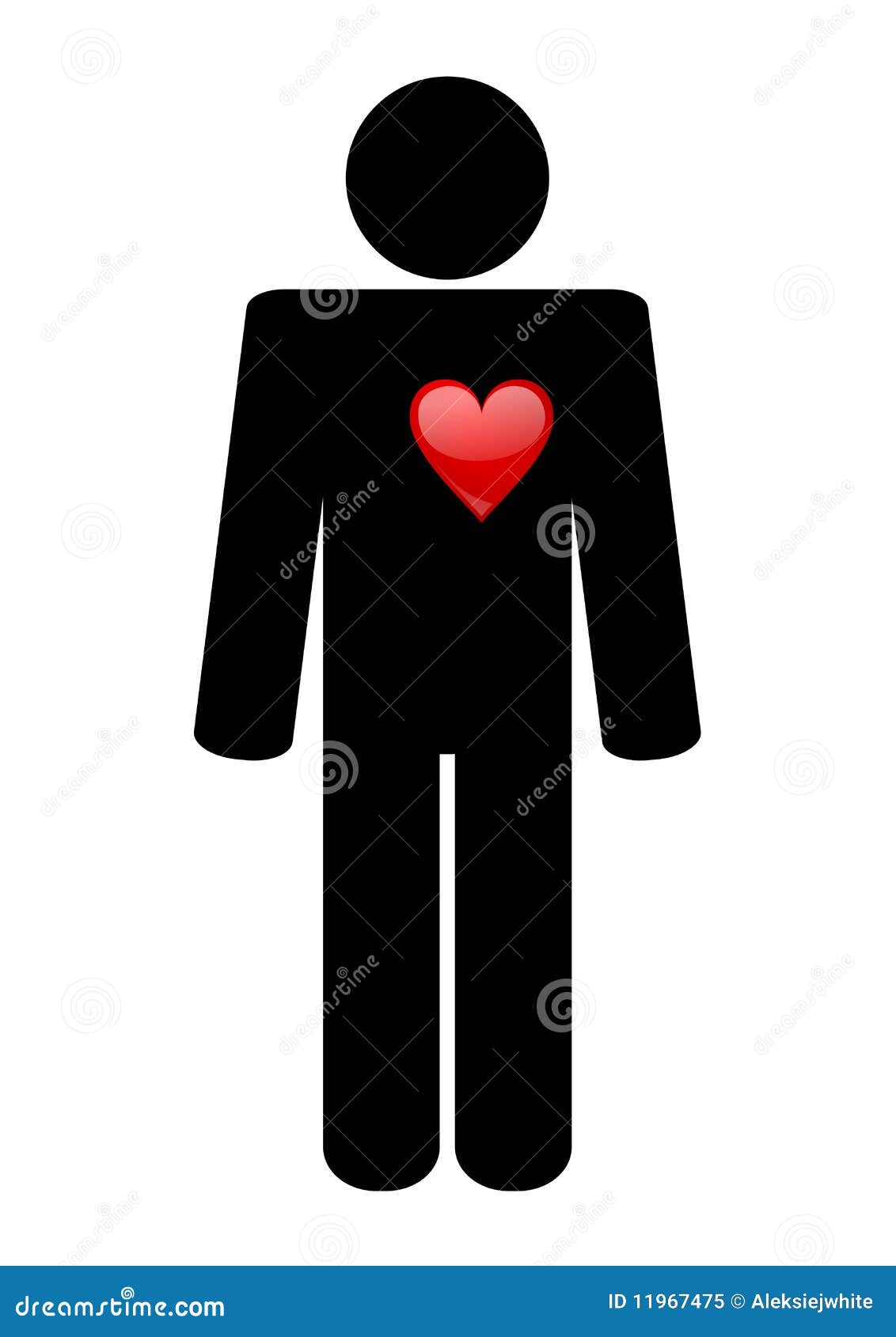 Man with red heart stock illustration. Illustration of medicine - 11967475