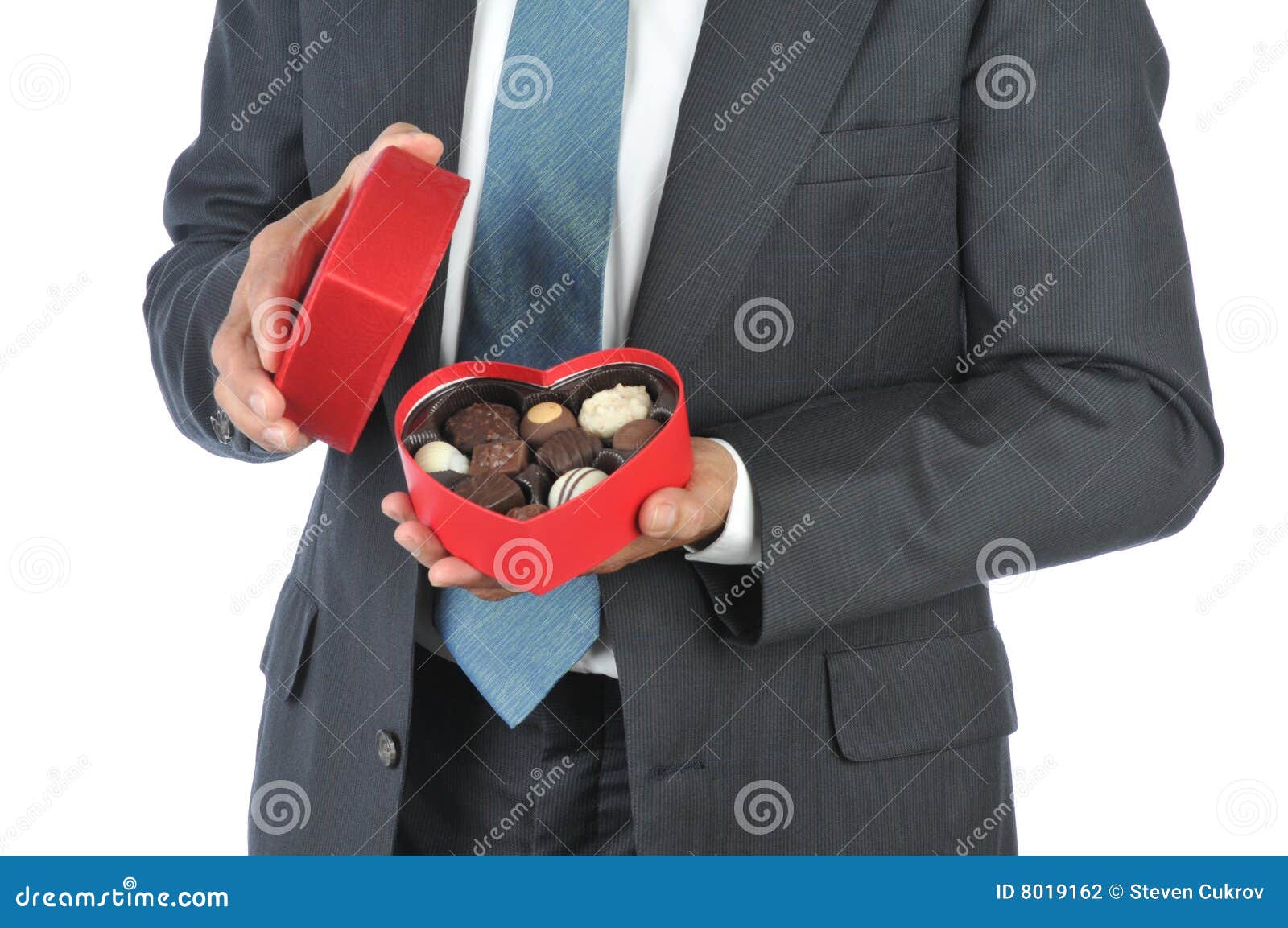 Man with Red Heart Candy Box Stock Photo - Image of success, person ...
