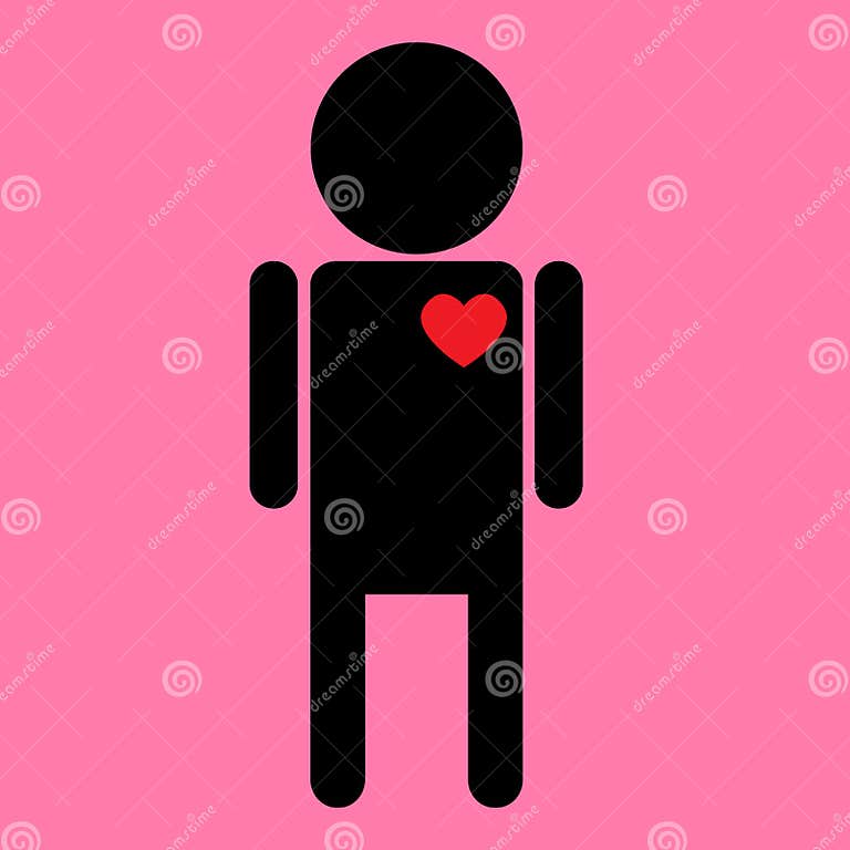 The man with red heart stock vector. Illustration of design - 84054791