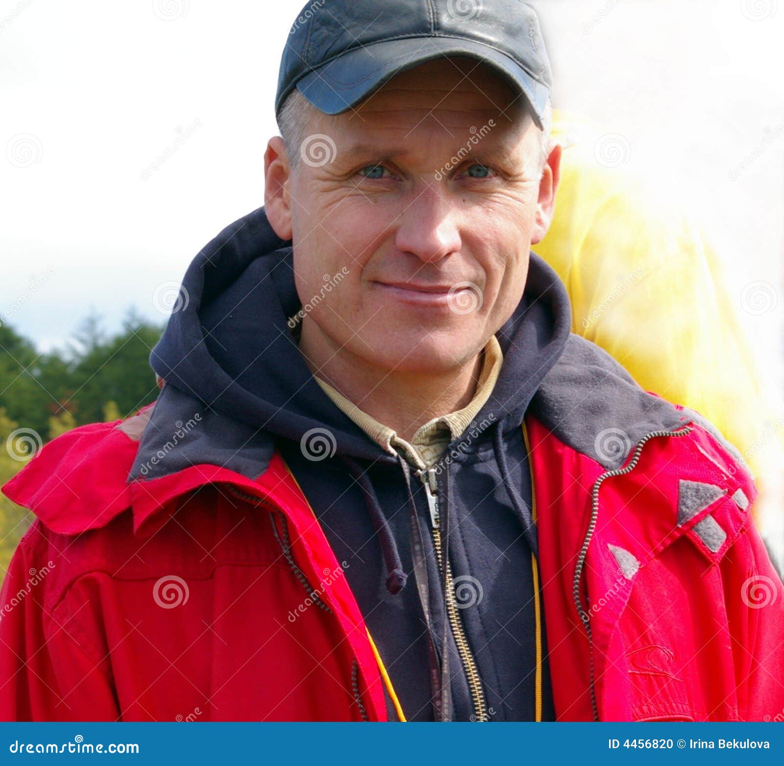 The Man in red jacket. stock photo. Image of vizor, jacket - 4456820