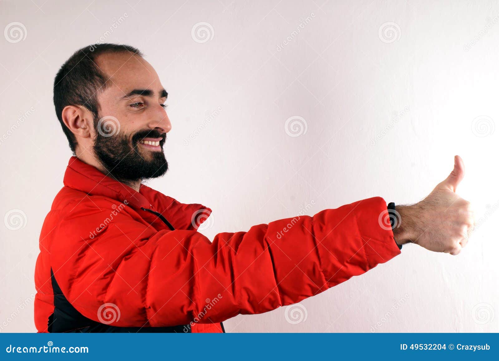 Man with red jacket stock photo. Image of gesture, adult - 49532204