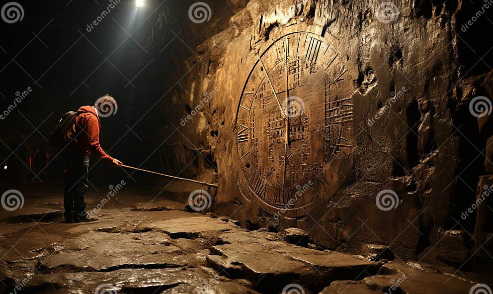 Man in Red Jacket Pulling Rope in Cave Stock Photo - Image of rugged ...