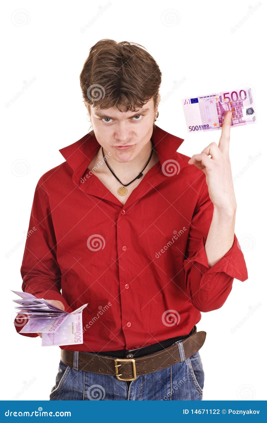 Man in red with money. stock photo. Image of forex, money - 14671122