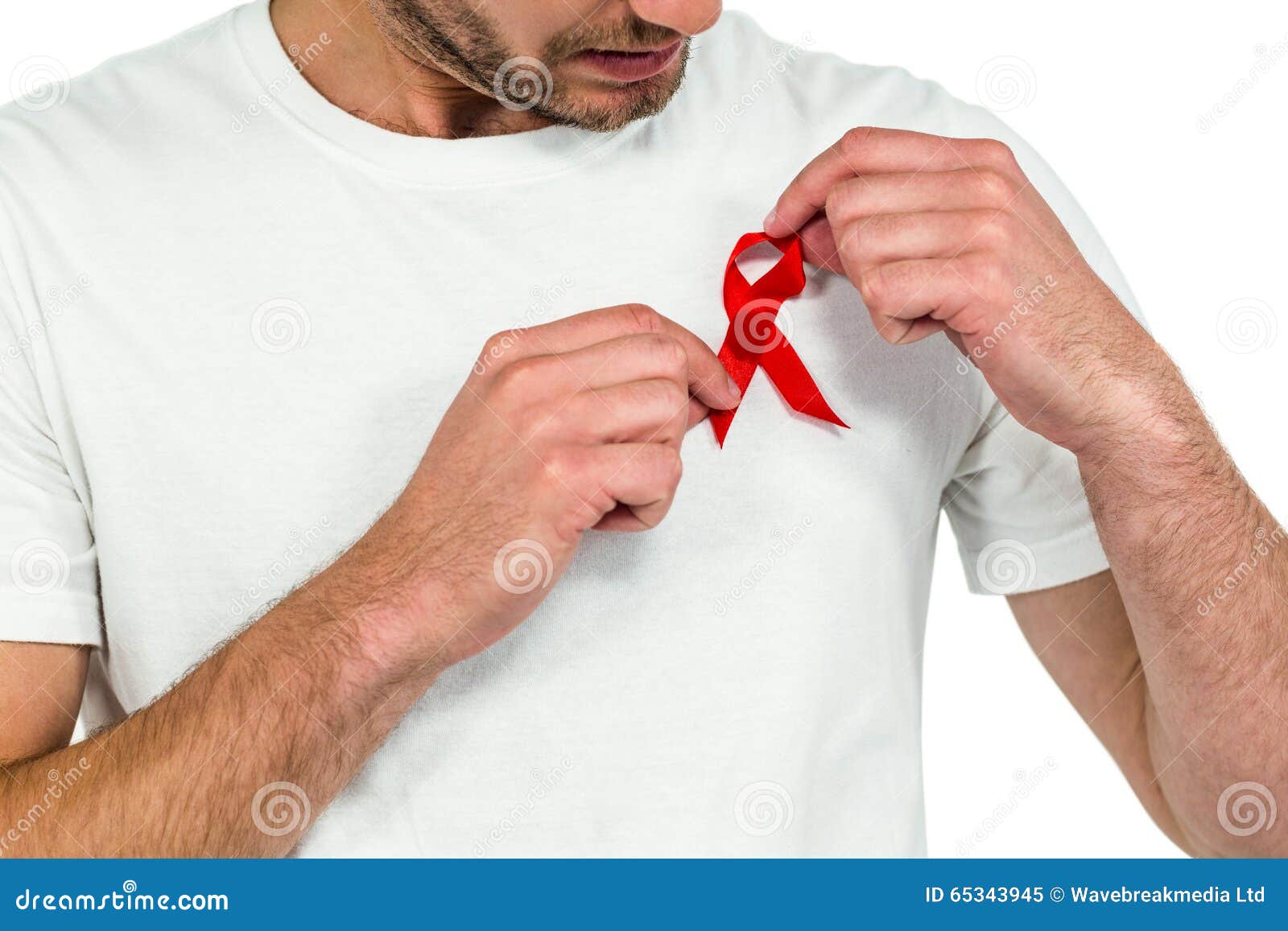 Man with red ribbon stock image. Image of background - 65343945