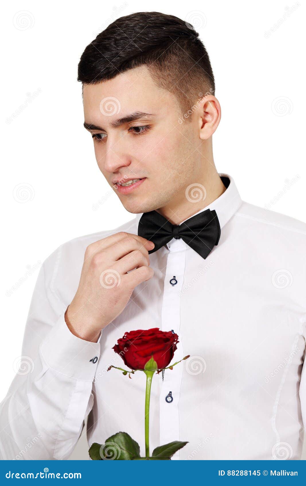 Man with red rose stock image. Image of adult, love, looking - 88288145