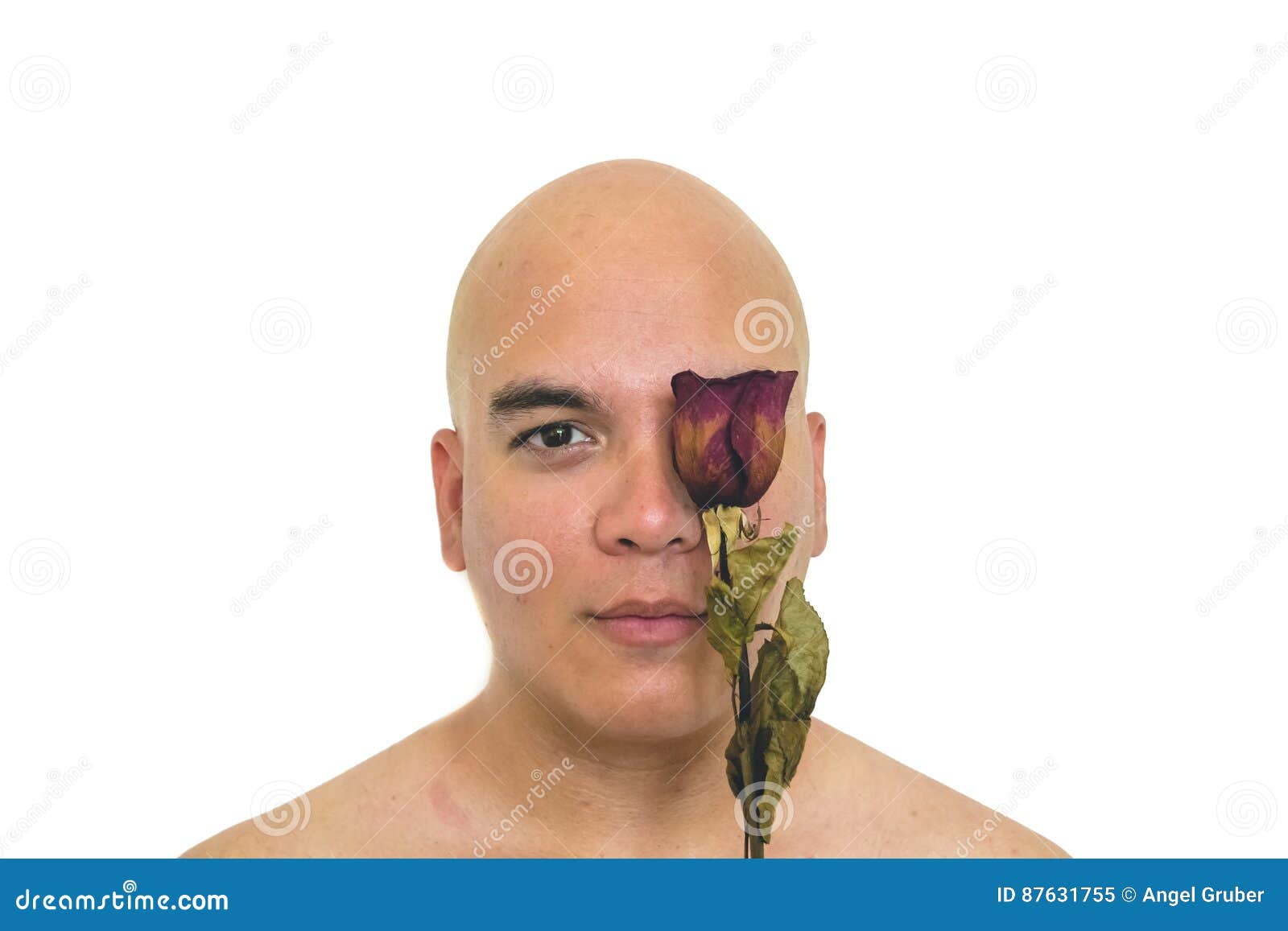 Man with a Red Rose on His Eye Stock Image - Image of alone, lover ...