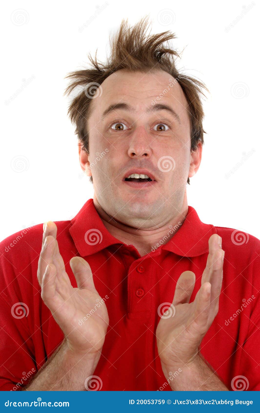 Man in a Red Shirt is Very Surprised Stock Image - Image of young ...