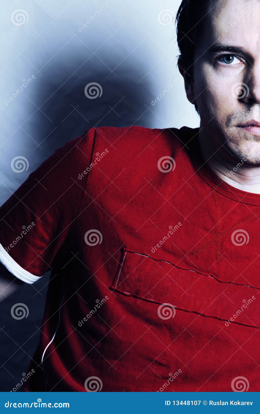 Man in red t-shirt. stock image. Image of person, people - 13448107