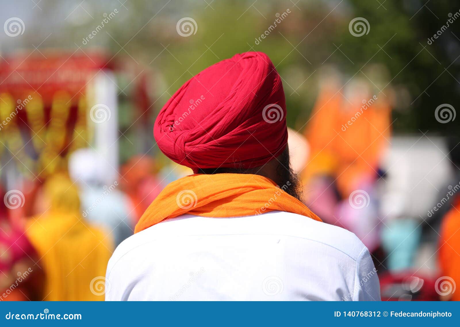 Man with Red Turban and White Shirt Stock Photo - Image of turbaned ...
