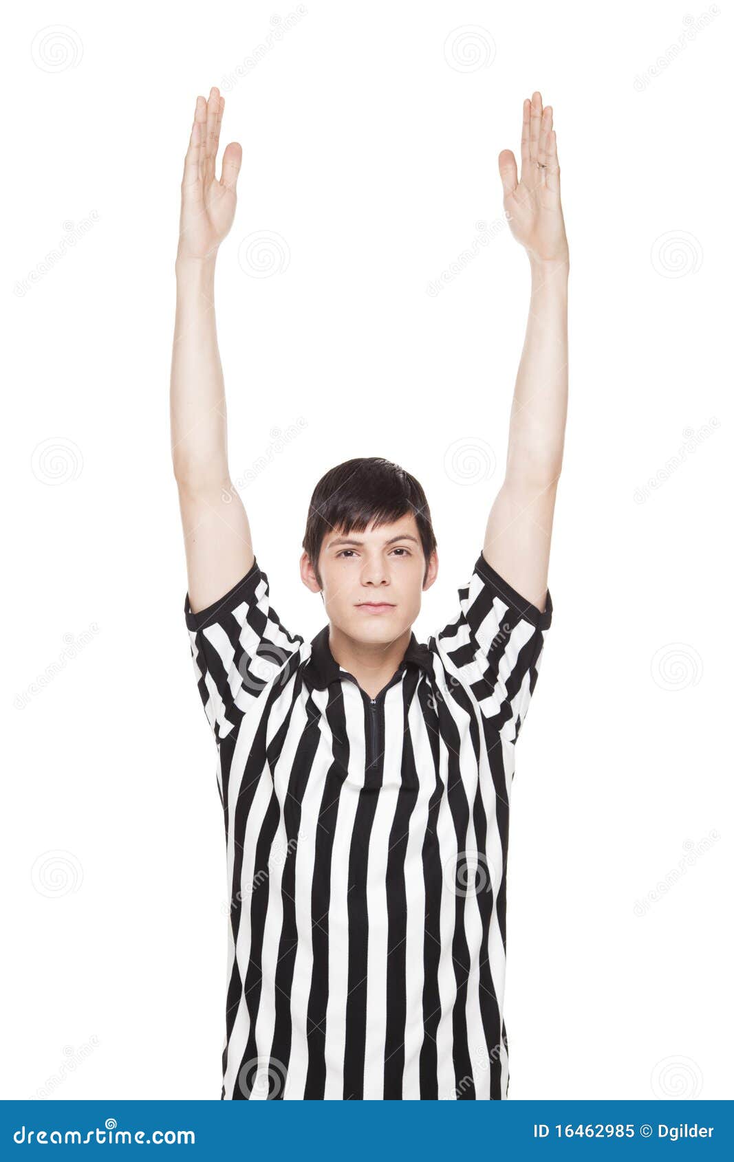 Man in Referee Uniform Making Touchdown Sign Stock Image - Image of ...