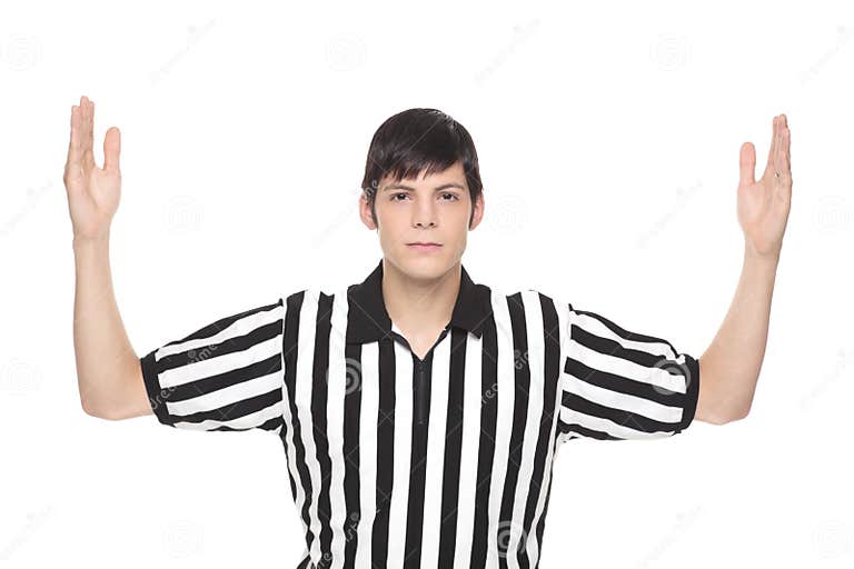 Man in Referee Uniform Making Touchdown Sign Stock Image - Image of ...