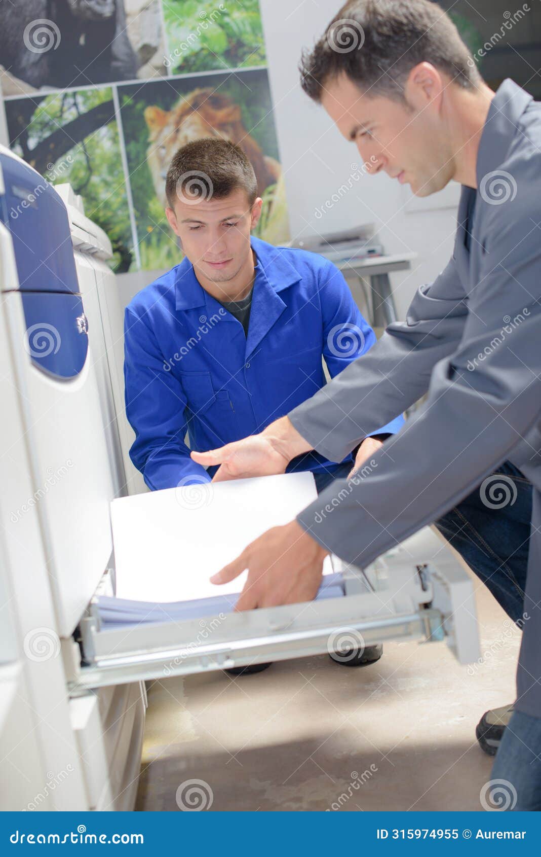Man Refilling Paper Drawer Industrial Printing Machine Stock Image ...