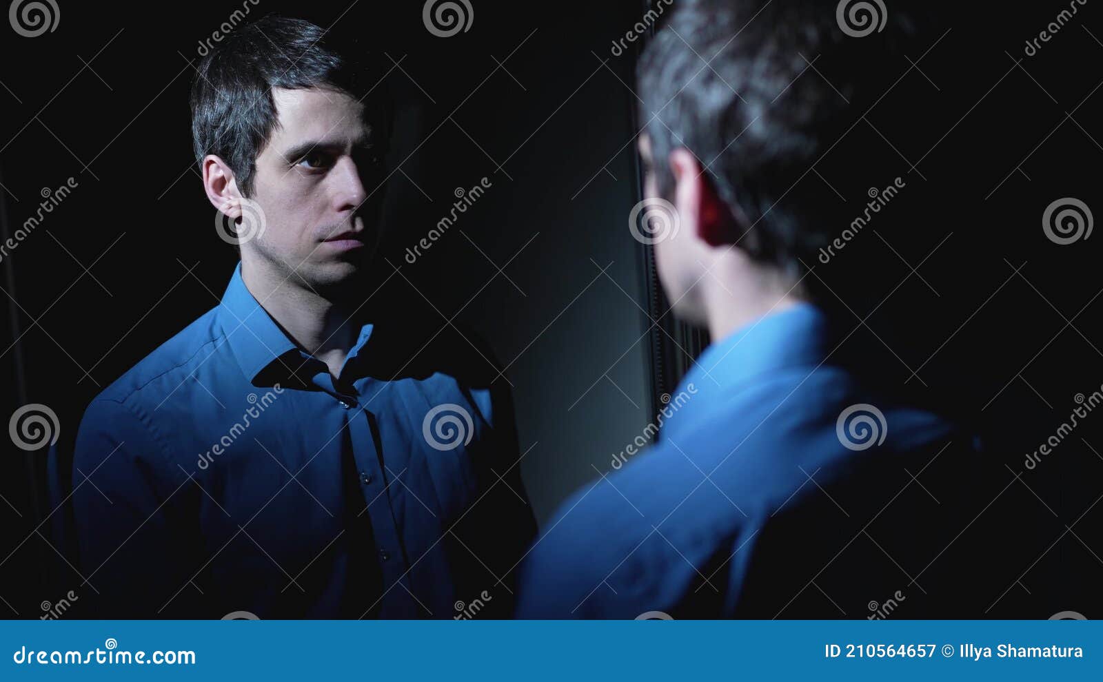 Man Reflected in the Mirror at Dark Room Stock Video - Video of ghost ...