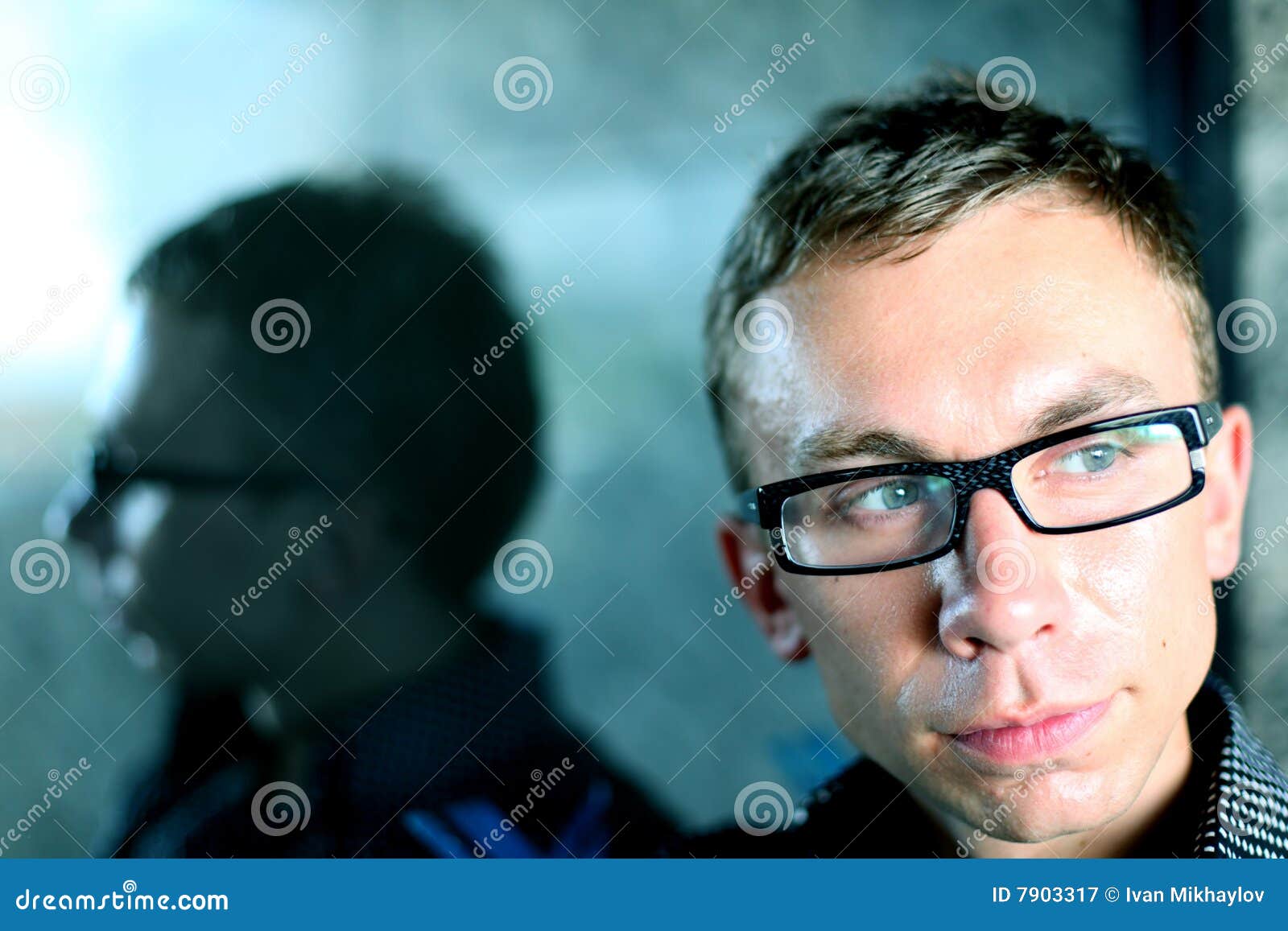 Man in reflection stock image. Image of aged, face, happy - 7903317