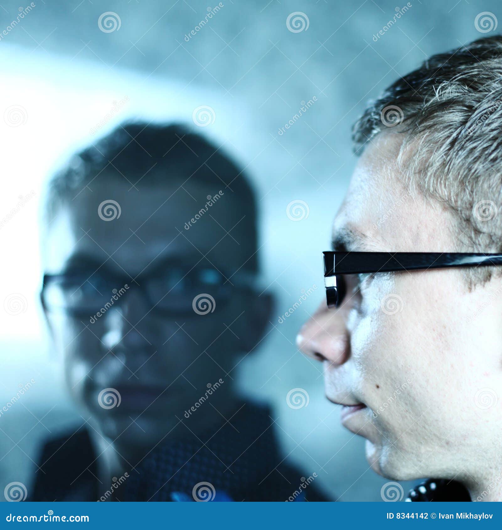 Man in reflection stock photo. Image of hair, businessman - 8344142
