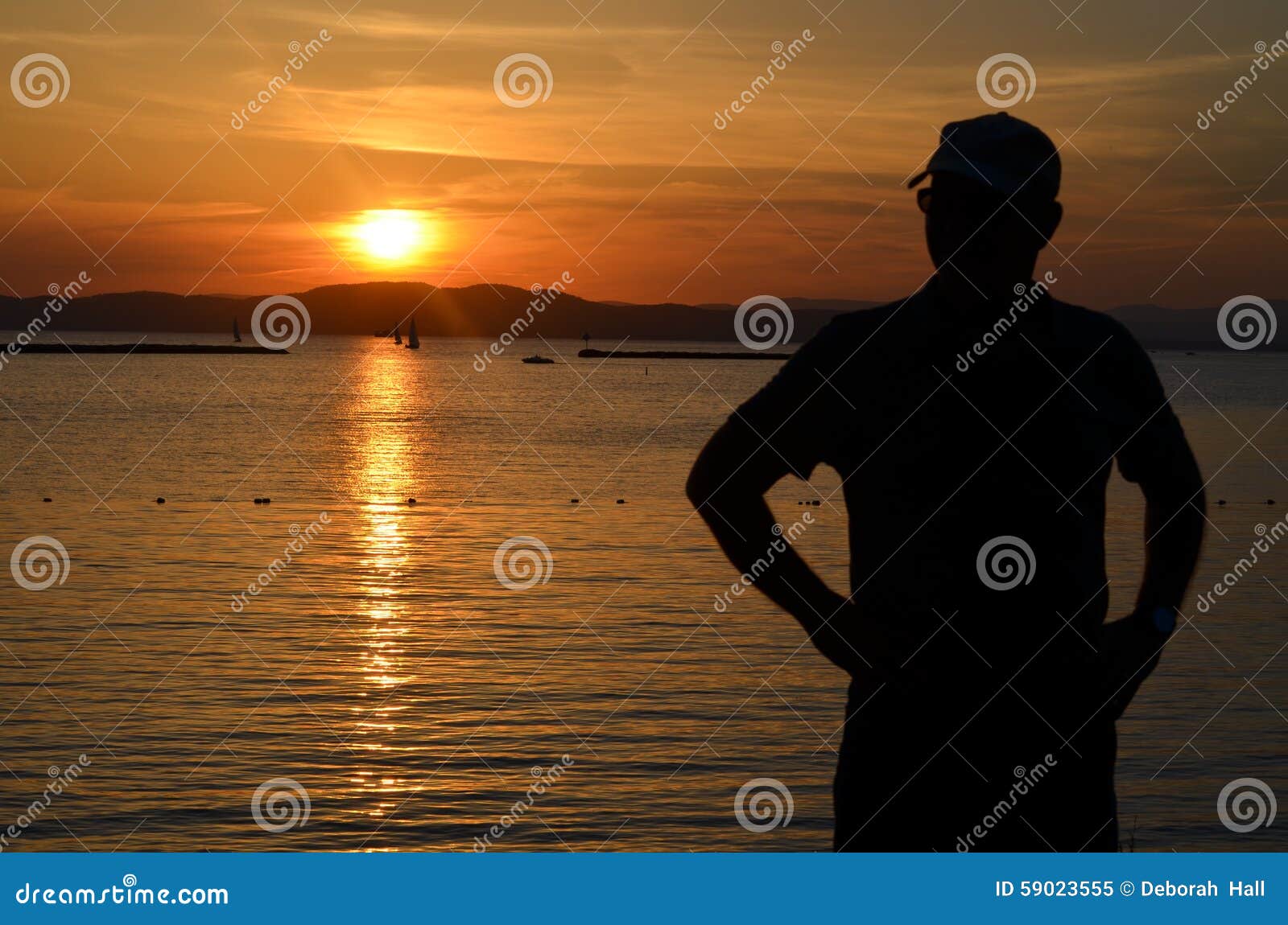 A Man Reflects on His Life at the Lake in Vermont Stock Image - Image ...