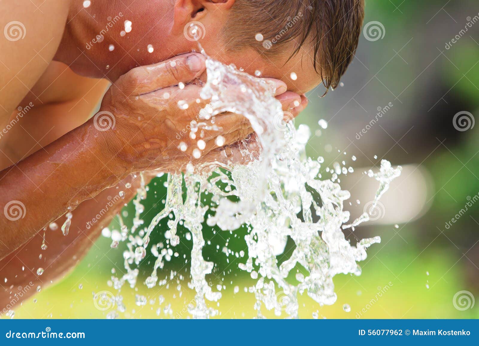 A Man Refreshes Himself with a Splash of Water Stock Photo - Image of ...