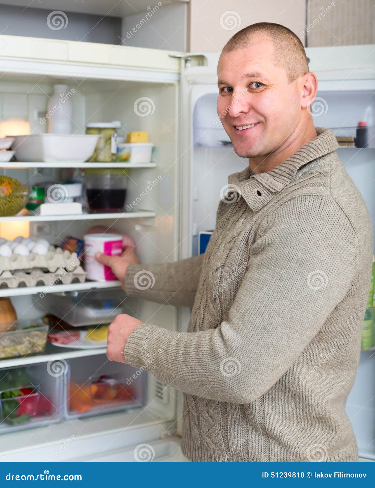 Man and refrigerator stock photo. Image of person, positive - 51239810