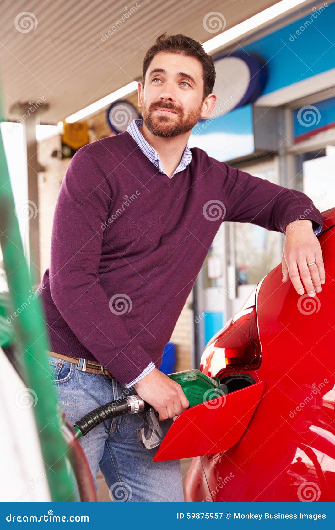 Man Refuelling a Car at a Petrol Station Stock Image - Image of retail ...