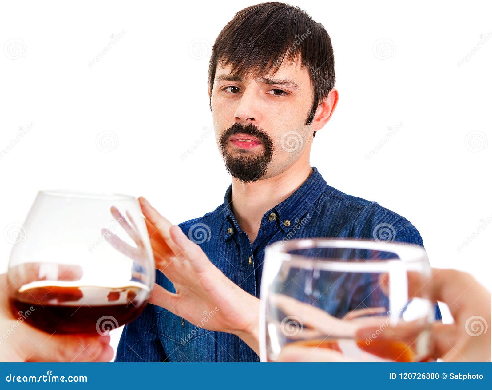 Man refuse Alcohol stock photo. Image of negation, abuse - 120726880