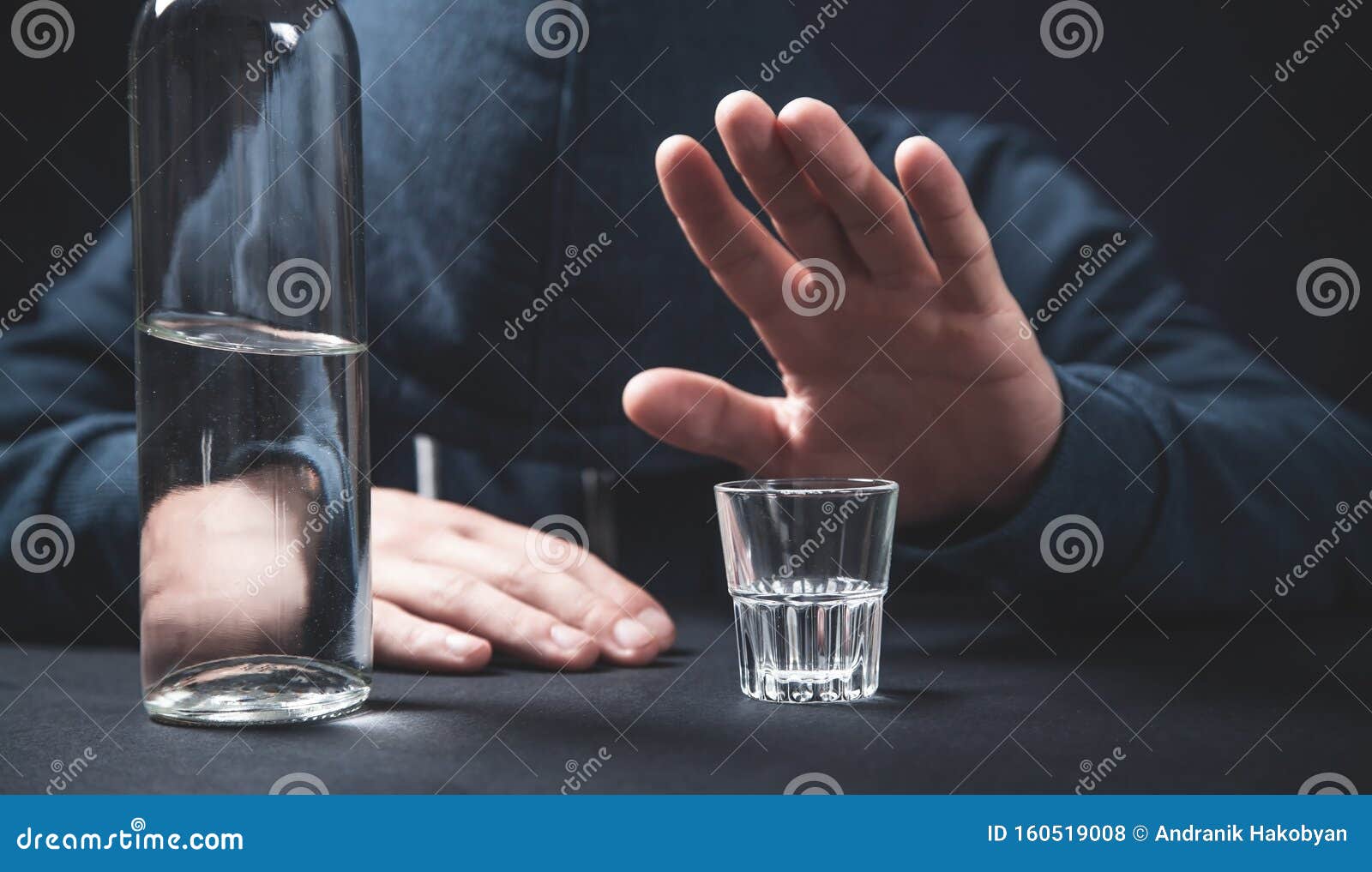 Man Refuse To Drink Alcohol. Stop Stock Photo - Image of glass, male ...