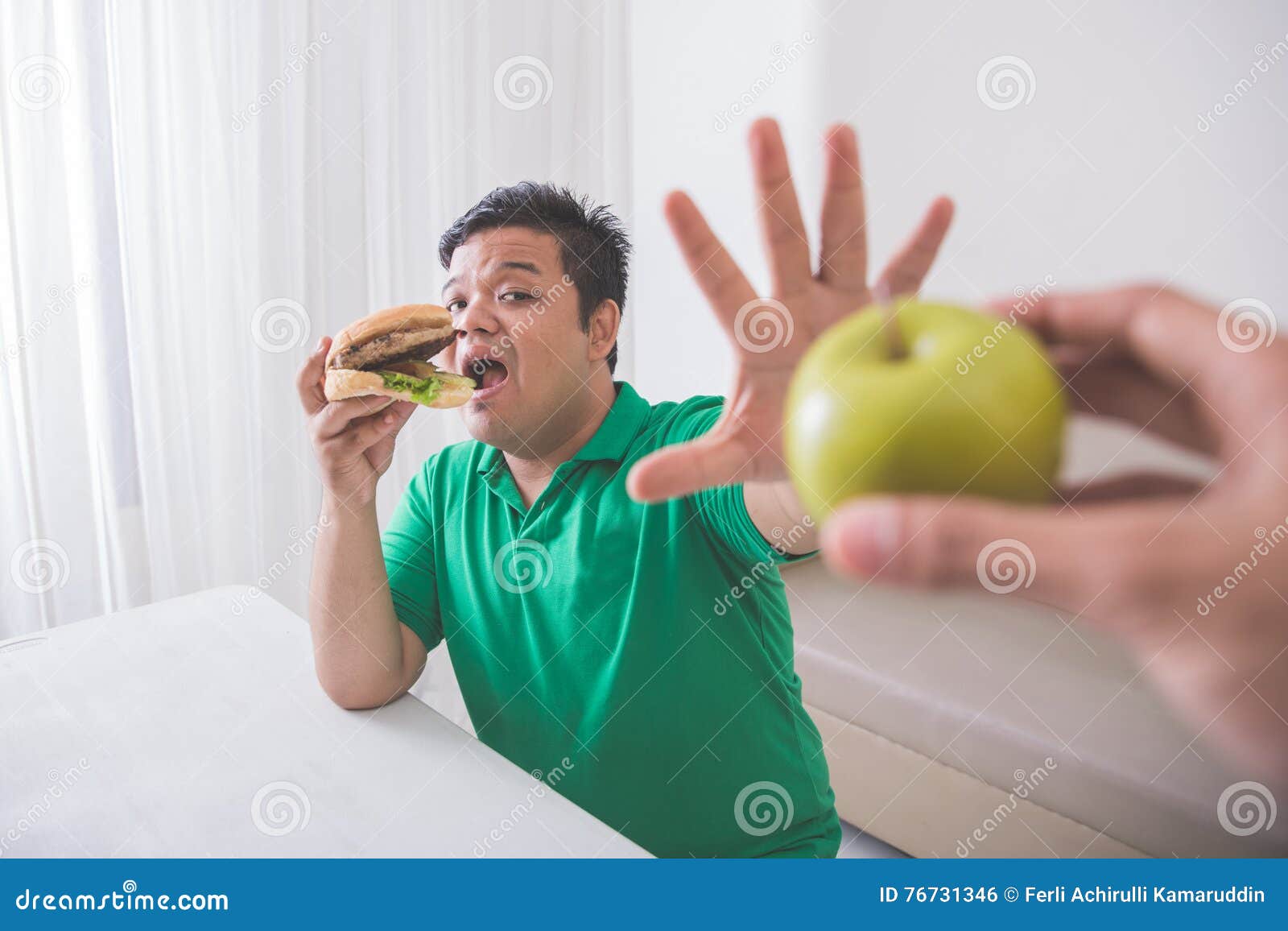 Man refuse to eat healthy stock photo. Image of calorie - 76731346