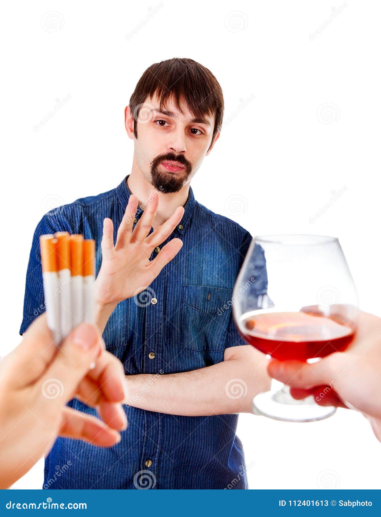 Man Refuses Alcohol stock image. Image of denial, alcohol - 112401613