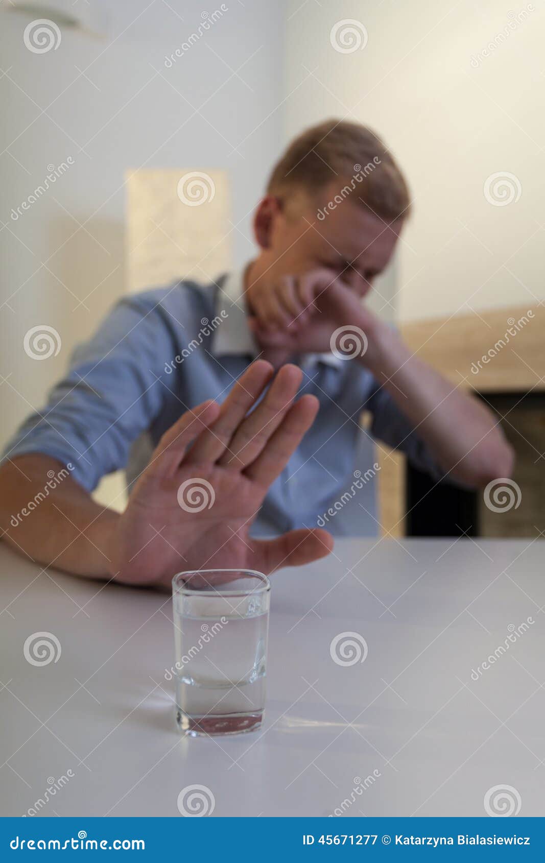 Man Refuses To Drink a Glass of Vodka Stock Image - Image of refusing ...