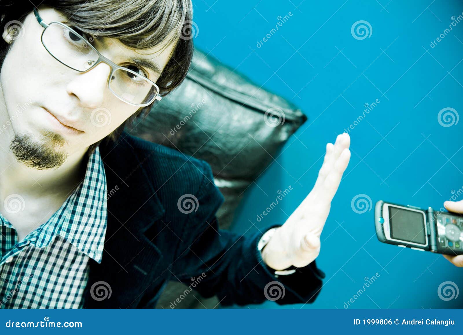 Man Refusing Cell Phone stock photo. Image of angled, mobile - 1999806