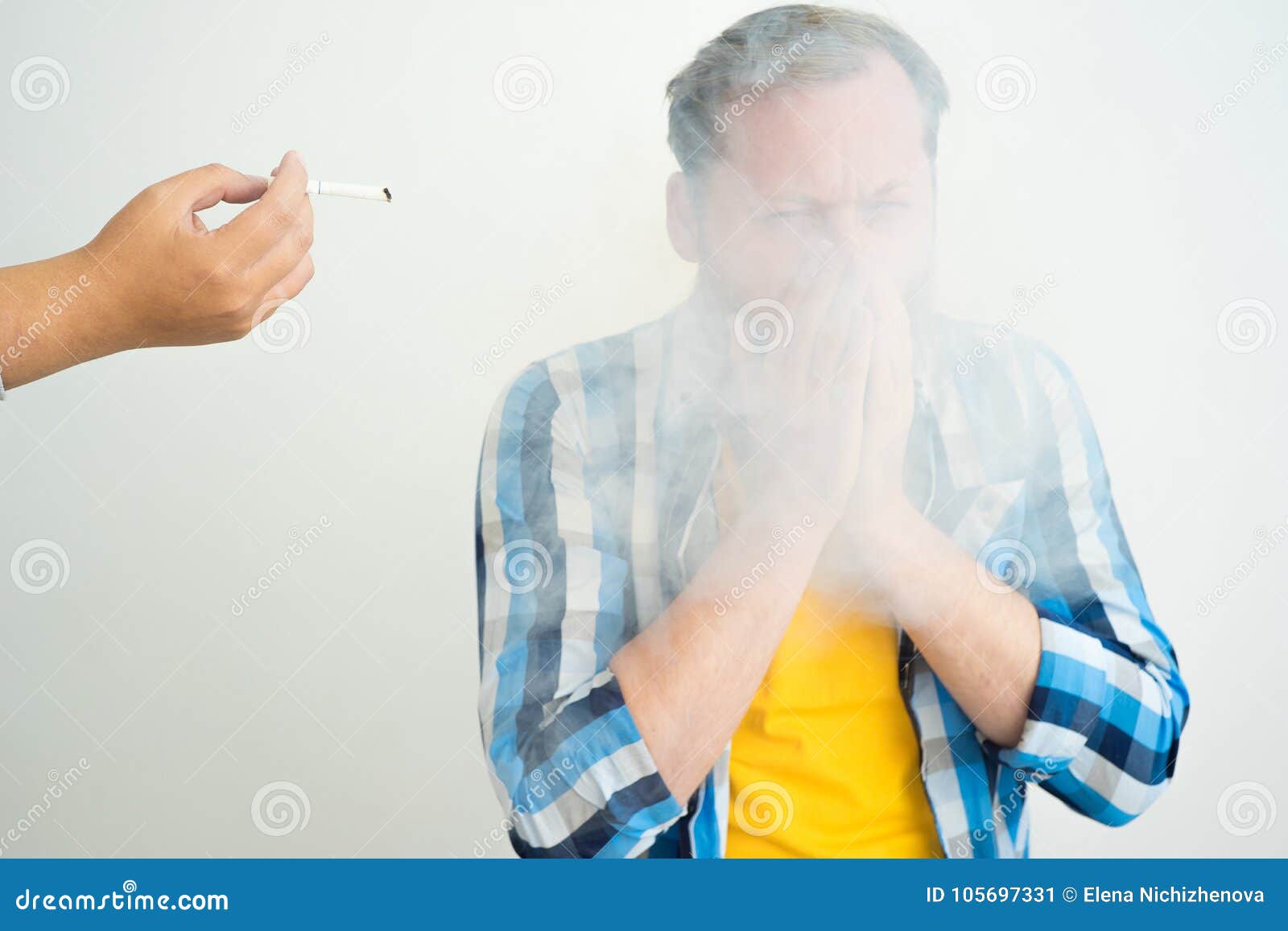 Man refusing a cigarette stock image. Image of nicotine - 105697331