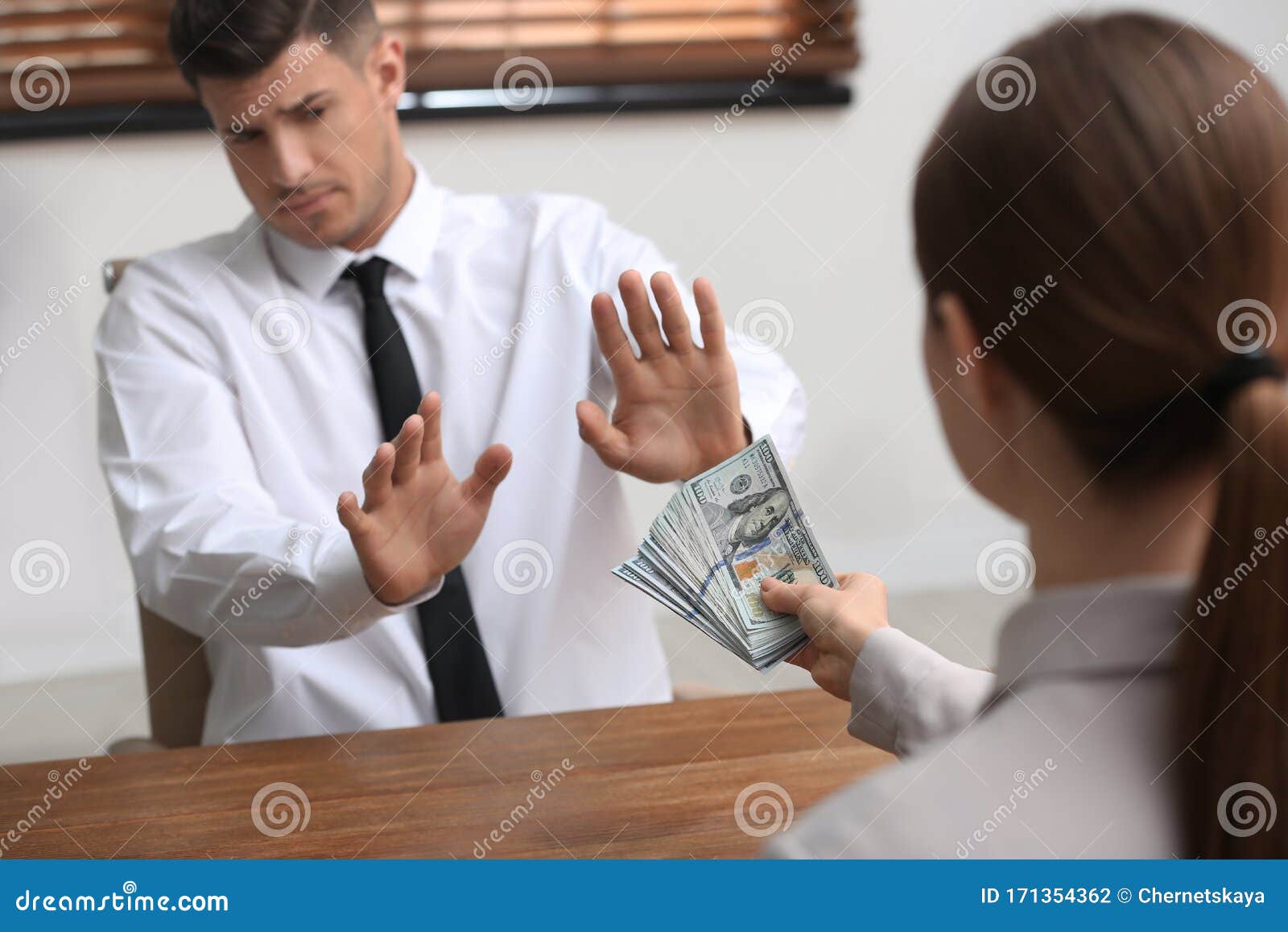 Man Refusing To Take Bribe at Table Stock Photo - Image of corruption ...