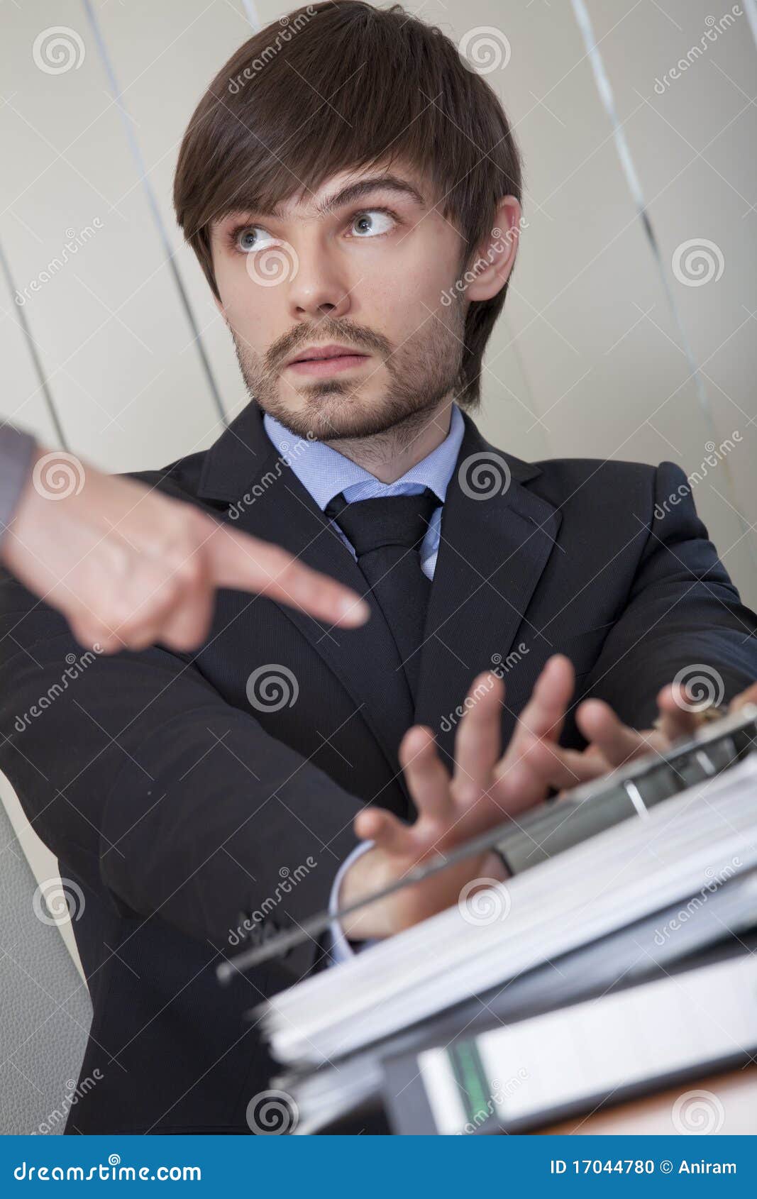Man rejecting office work stock photo. Image of workaholic - 17044780