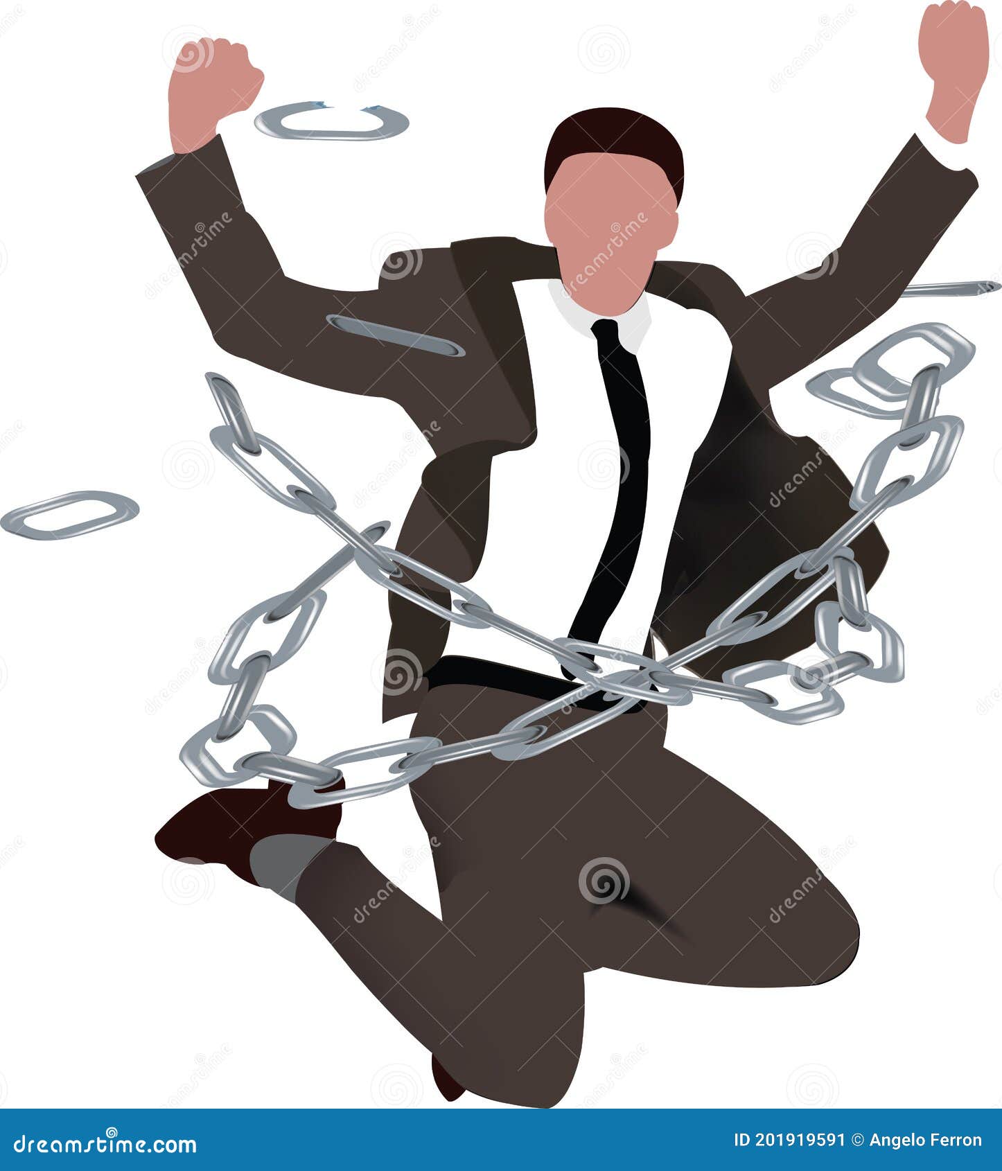 Man Rejoices Freeing Himself from the Chains Chains Stock Vector ...