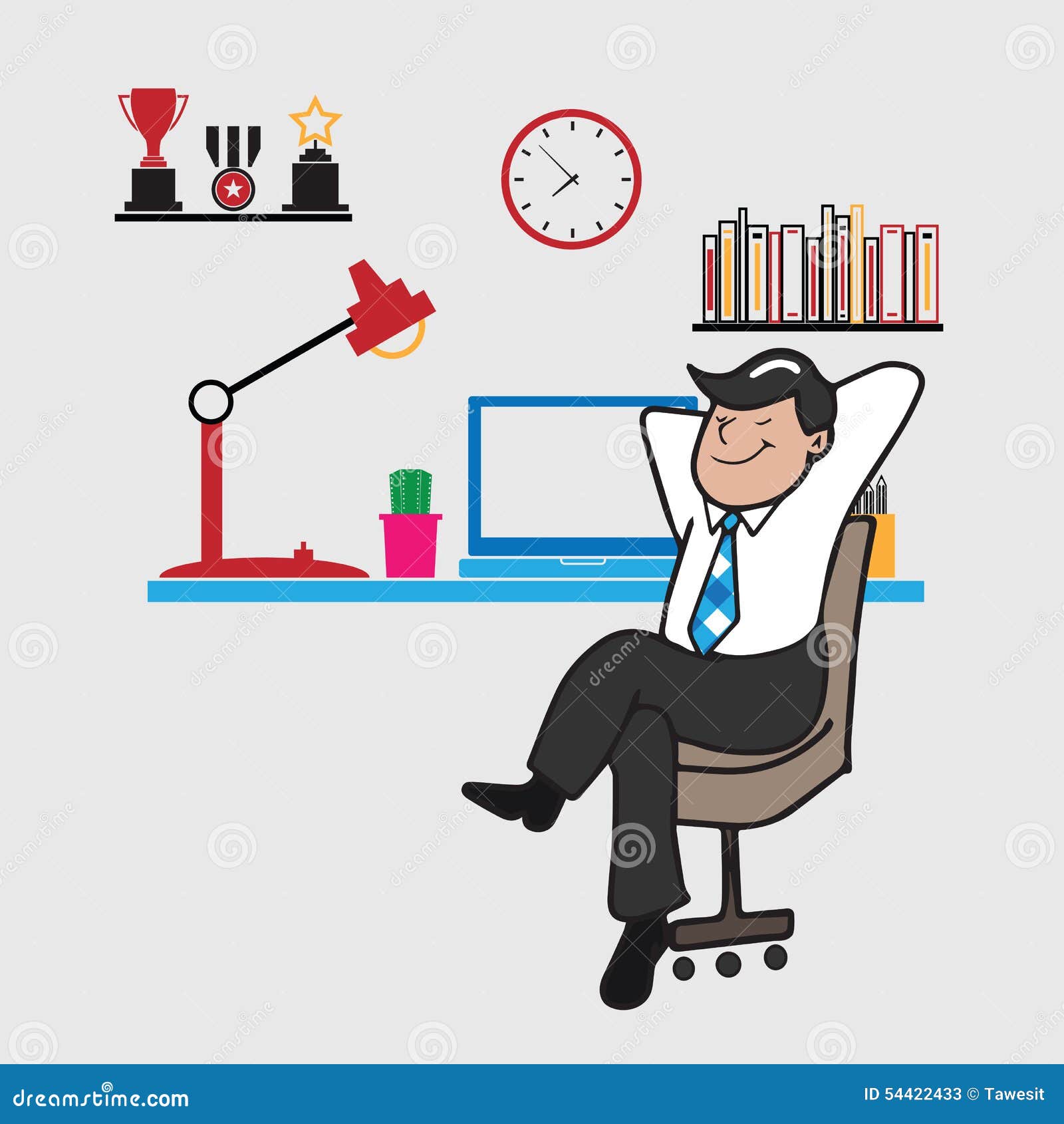 Man relax at work stock vector. Illustration of office - 54422433