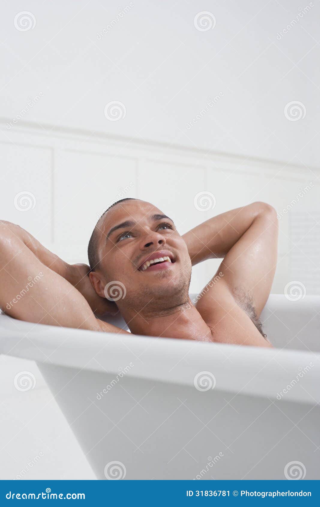 Man Relaxing in Bathtub stock image. Image of lifestyle - 31836781