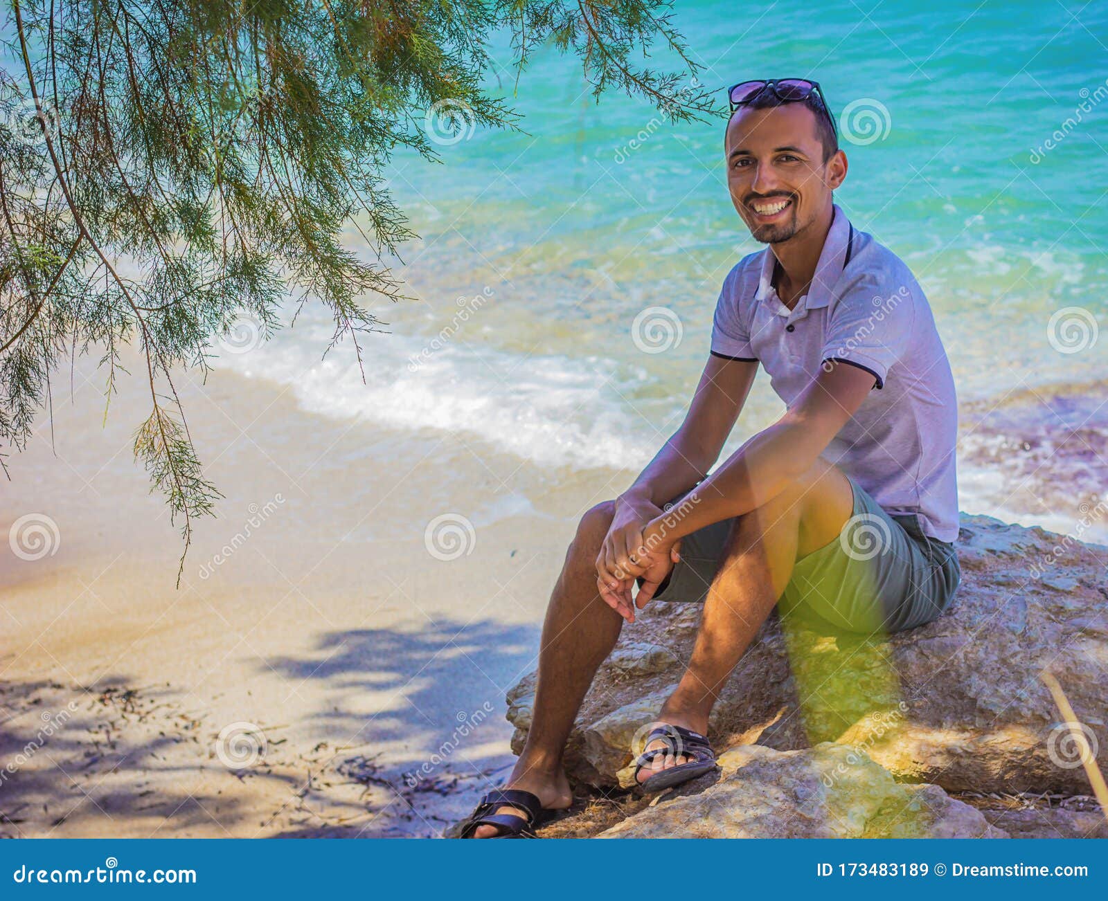 A Man at the Beach at Holiday Stock Image - Image of relax, people ...