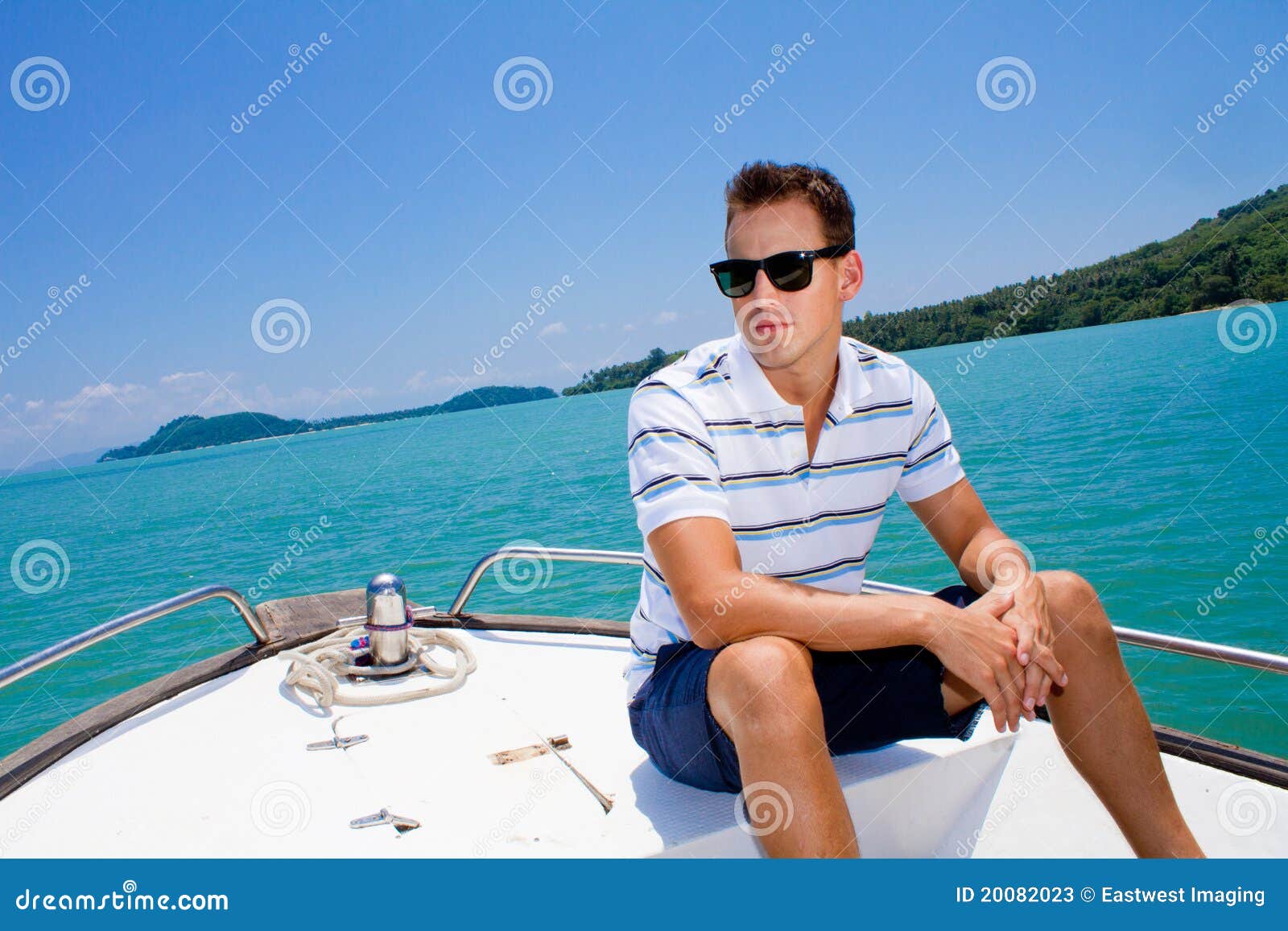 Man Relaxing on a Boat stock image. Image of boat, outside - 20082023