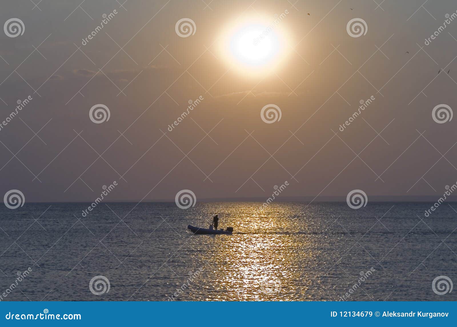 Man Relaxing on a Boat at Sunset Stock Image - Image of seascape ...