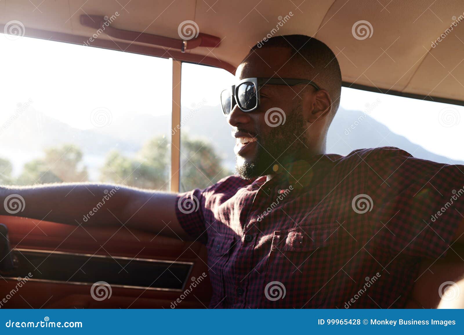 Man Relaxing in Car during Road Trip Stock Photo - Image of horizontal ...