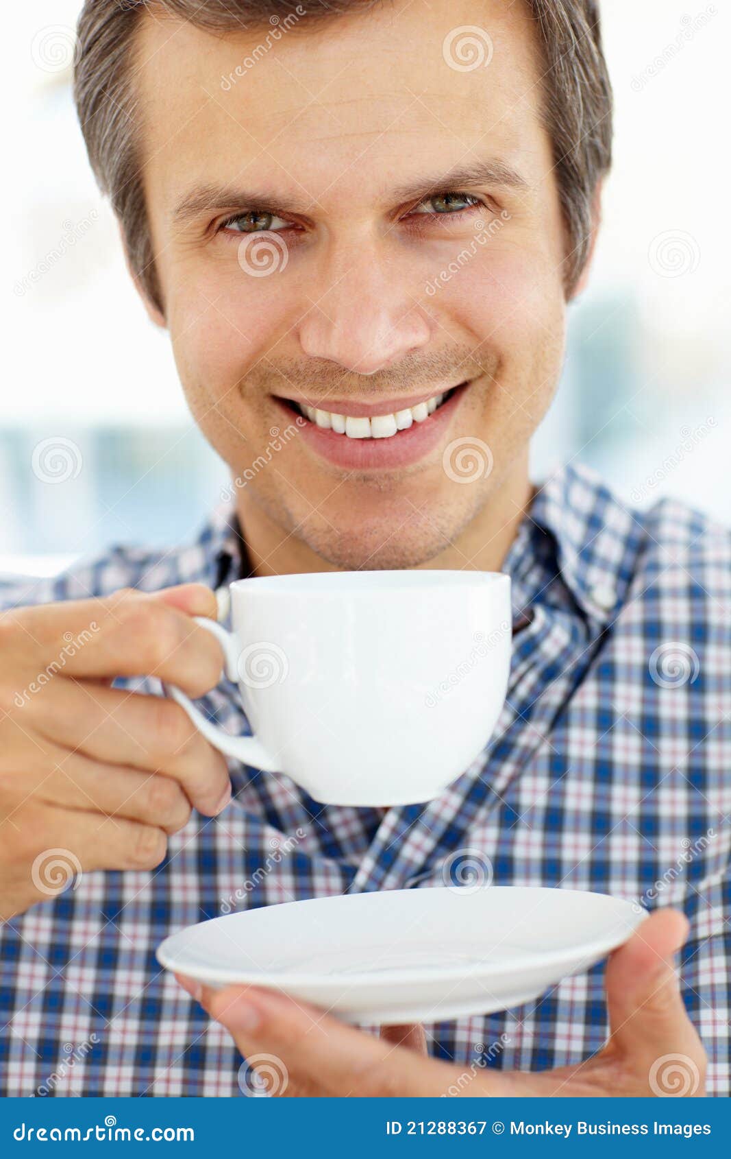Man Relaxing with Cup of Tea Stock Image - Image of people, indoors ...