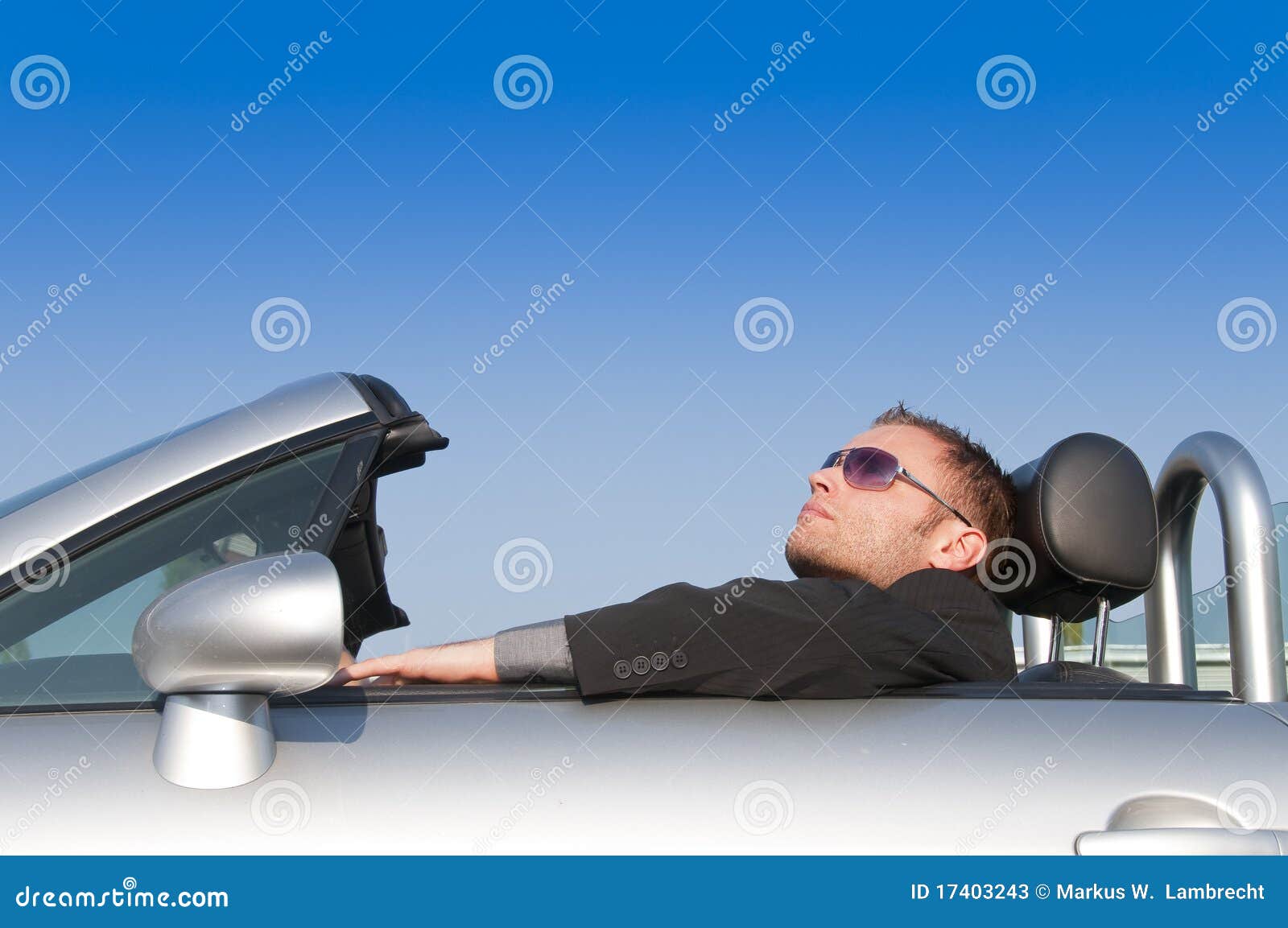 Man relaxing in his car stock image. Image of blue, outdoors - 17403243