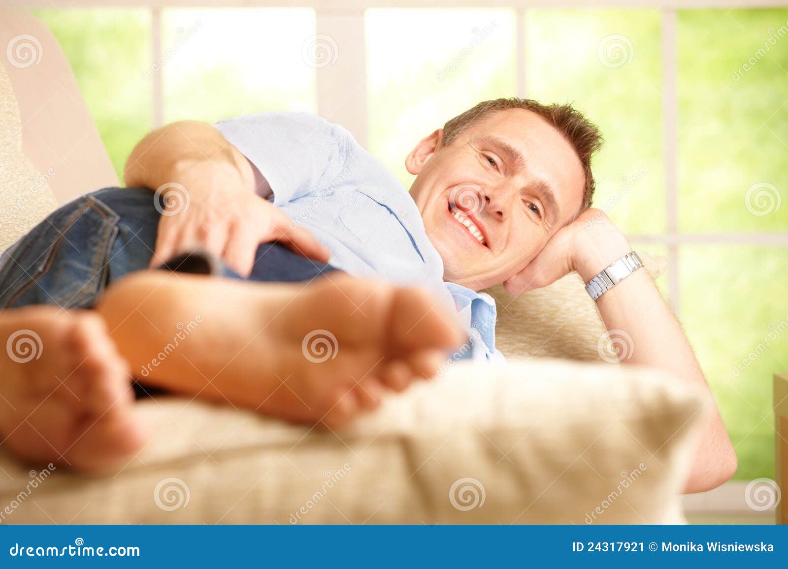 Man relaxing in home stock image. Image of inside, human - 24317921